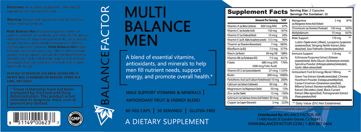 Balance Factor Multi Balance Men - Men's Daily Natural Multi-nutrient ...