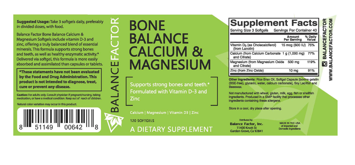 Balance Factor Muscle & Bone Balance - Liquid Calcium & Magnesium + D3 ...